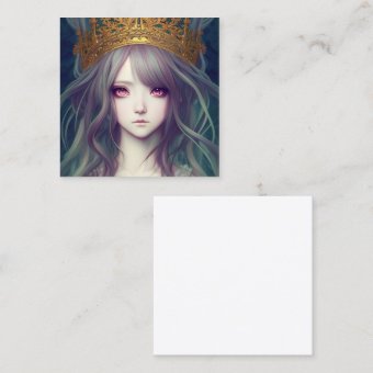 Beautiful Anime Girl Square Business Card | Zazzle