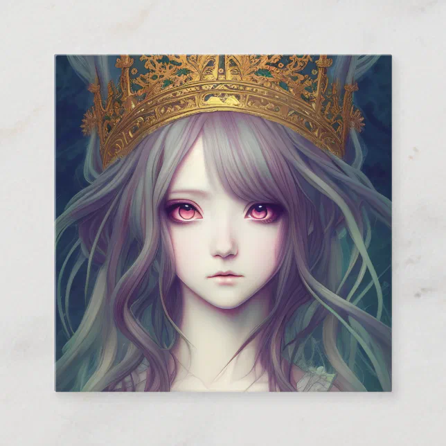 Beautiful Anime Girl Square Business Card | Zazzle