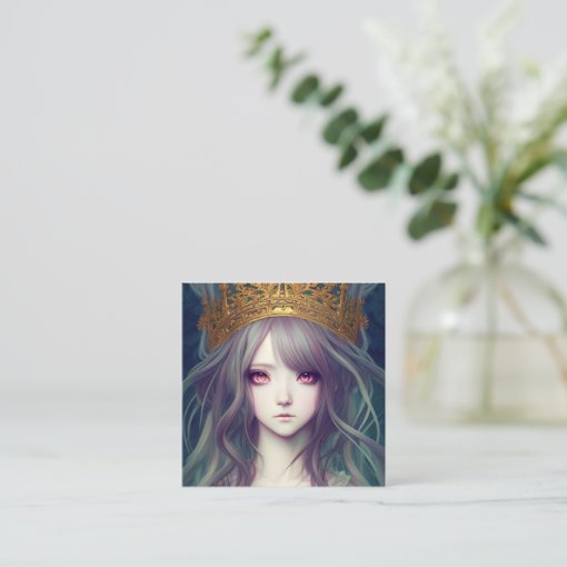 Beautiful Anime Girl Square Business Card | Zazzle
