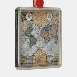 Beautiful Antique Atlas Map Metal Ornament | Zazzle