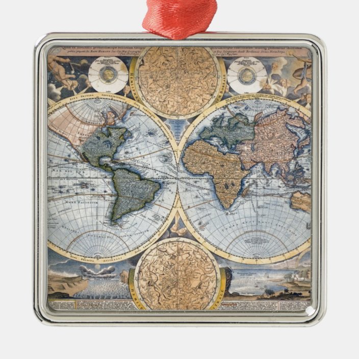 Beautiful Antique Atlas Map Metal Ornament | Zazzle.com