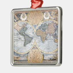 Beautiful Antique Atlas Map Metal Ornament | Zazzle