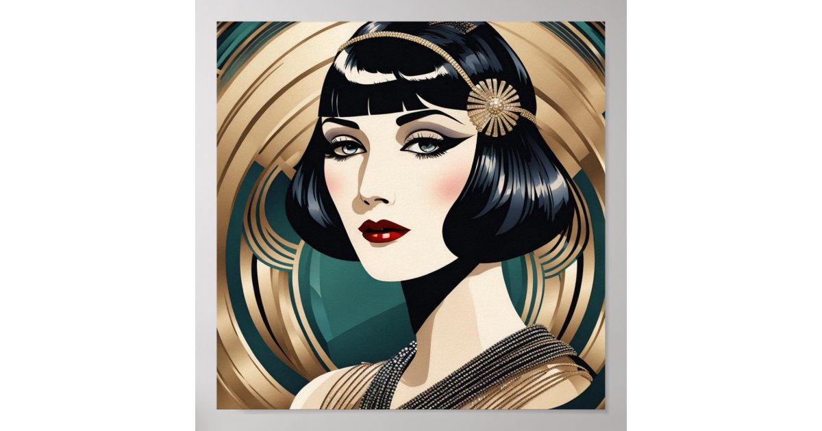 Beautiful Art Deco 1920s Flapper Poster | Zazzle