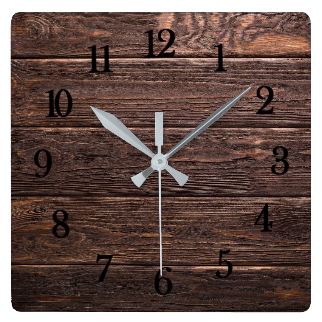 Beautiful authentic looking rustic weathered wood square wall clock ...