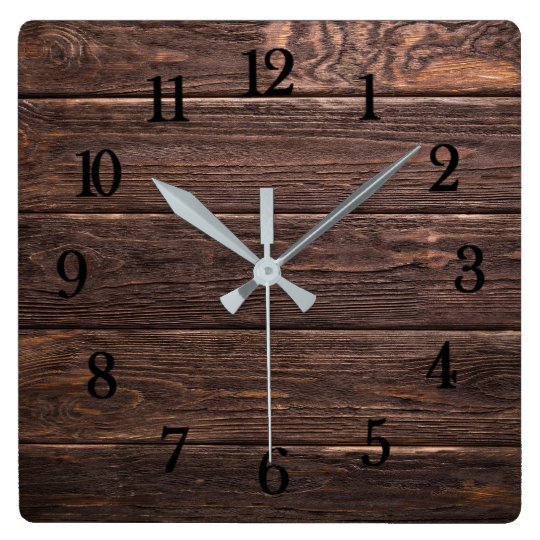 Beautiful authentic looking rustic weathered wood square wall clock ...