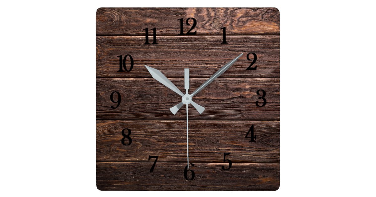 Beautiful authentic looking rustic weathered wood square wall clock ...