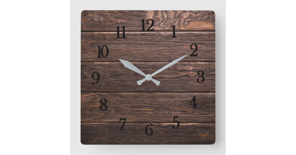 Beautiful authentic looking rustic weathered wood square wall clock ...
