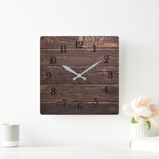 Beautiful authentic looking rustic weathered wood square wall clock ...