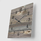 Beautiful authentic looking wood horizontal print square wall clock ...