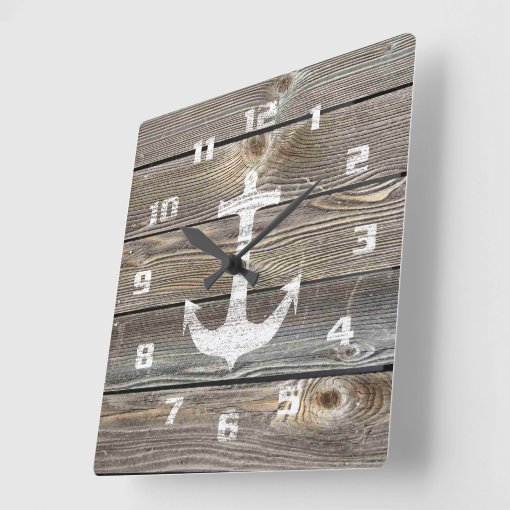 Beautiful authentic looking Wood Rustic Nautical Square Wall Clock | Zazzle