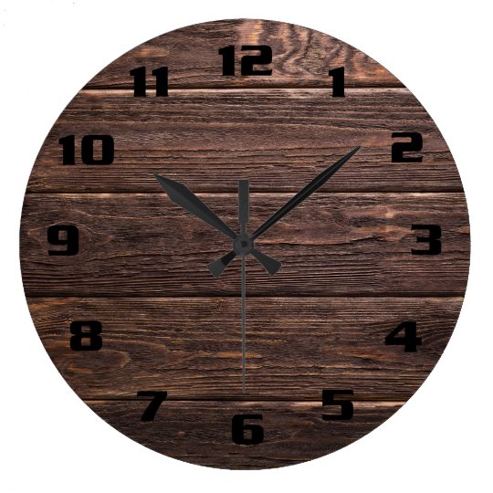 Beautiful Authentic Rustic Dark weathered wood Large Clock | Zazzle.com