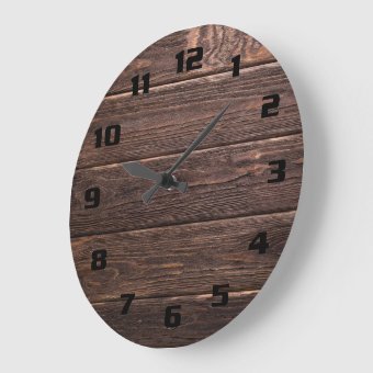 Beautiful Authentic Rustic Dark weathered wood Large Clock | Zazzle