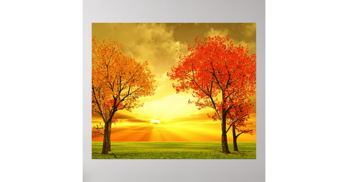 Beautiful autumn scenery poster | Zazzle