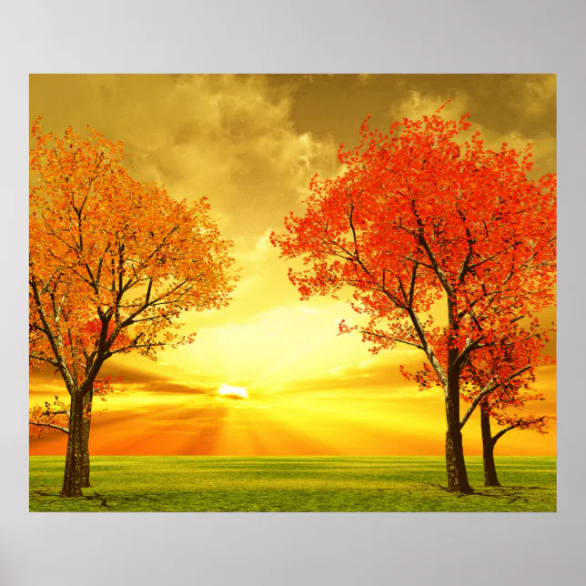 Beautiful autumn scenery poster | Zazzle