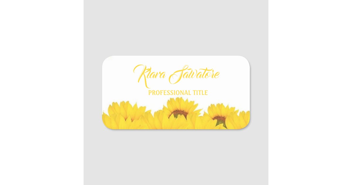 Beautiful Awesome Elegant Sunflower Name Tag | Zazzle