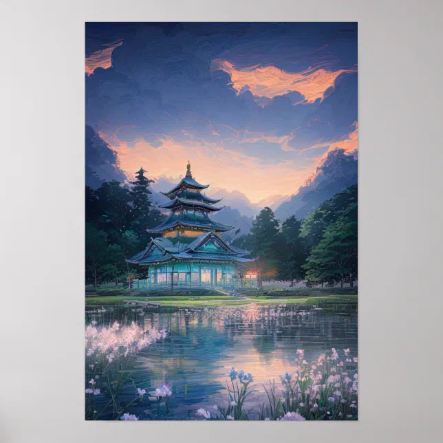 Beautiful Azure Temple Poster | Zazzle