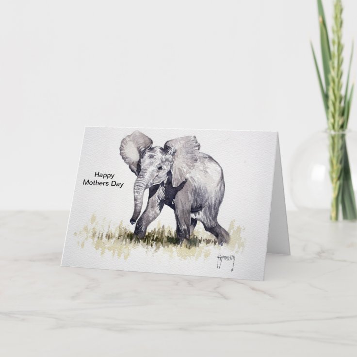 Beautiful Baby Elephant Mothers Day Card | Zazzle