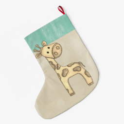 Beautiful Baby Giraffe Christmas Large Christmas Stocking | Zazzle