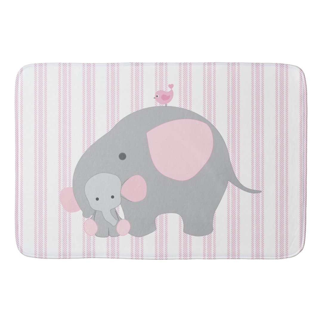 Beautiful Baby Girl Pink Elephant Bathroom Mat | Zazzle