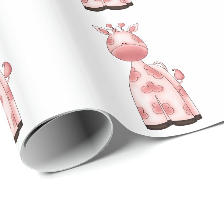 Beautiful Baby Girl Pink Giraffe Wrapping Paper | Zazzle