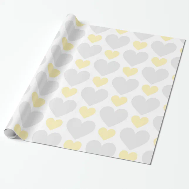Beautiful Baby Neutral Heart Pattern Wrapping Paper | Zazzle