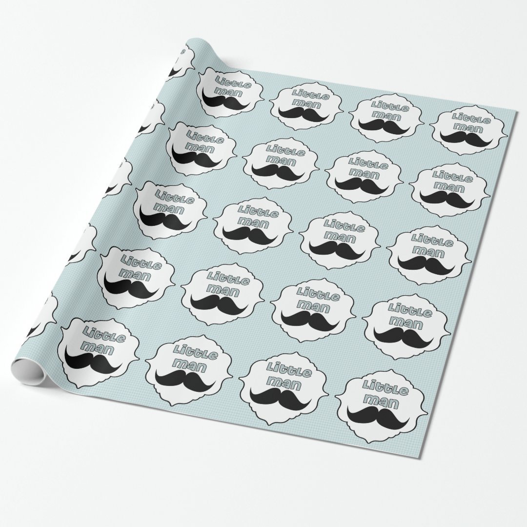 Beautiful Baby Shower Little Man Mustache Wrapping Paper | Zazzle