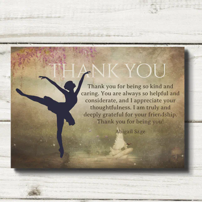 Beautiful Ballerina Swan Lake Dance Vintage Thank You Card | Zazzle