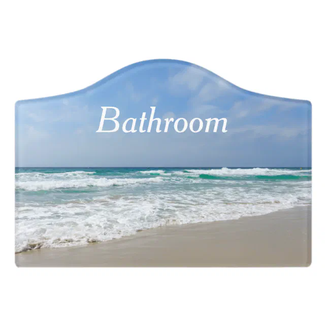 Beautiful Beach and Sea Bathroom Door Sign | Zazzle