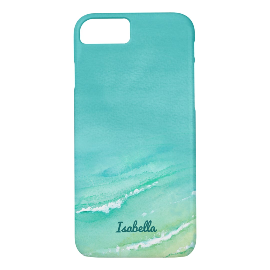 Beautiful Beach Aqua Turquoise Watercolor Case-Mate iPhone Case | Zazzle