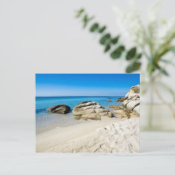 Beautiful beach at the Mediterranean Sea Postcard | Zazzle