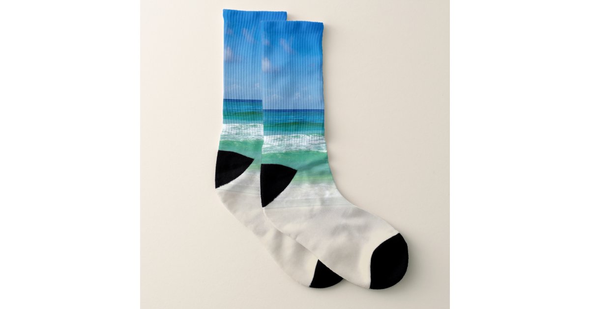 Beautiful Beach Blue Ocean Waves Photography Socks | Zazzle.com