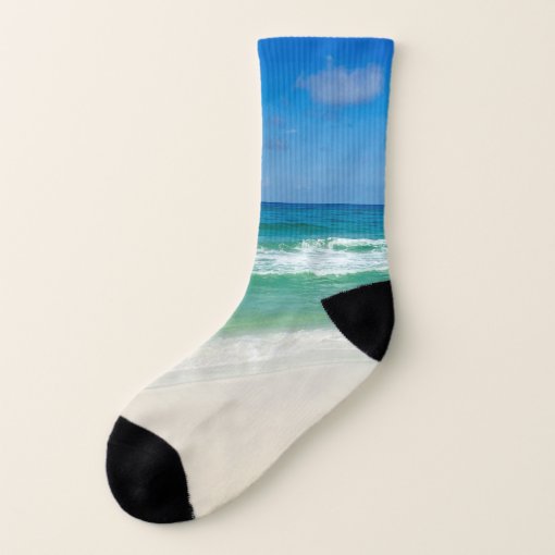 Beautiful Beach Blue Ocean Waves Photography Socks | Zazzle