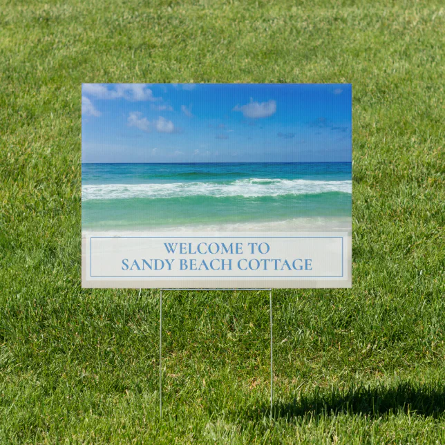Beautiful Beach House Cottage Rental Welcome Yard Sign | Zazzle