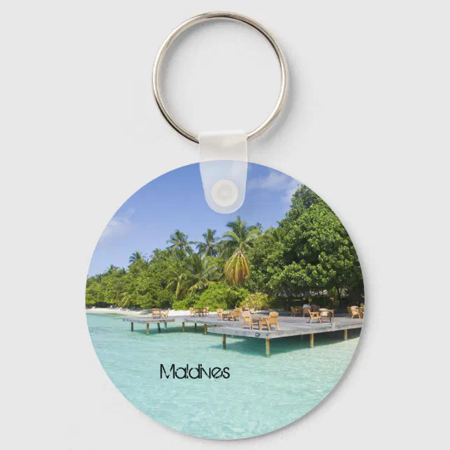 Beautiful beach in maldives keychain | Zazzle