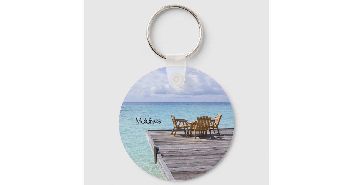 Beautiful beach in maldives keychain | Zazzle