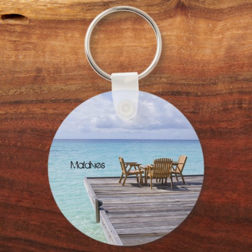 Beautiful beach in maldives keychain | Zazzle