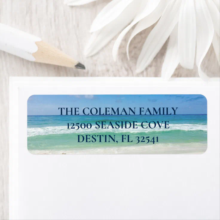 Beautiful Beach Photo Florida Ocean Return Address Label | Zazzle