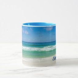 Beautiful Beach Photography Blue Ocean Custom Mug | Zazzle