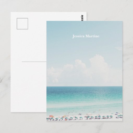 Beautiful Beach Photography Cool Blue Ocean Skies Postcard | Zazzle
