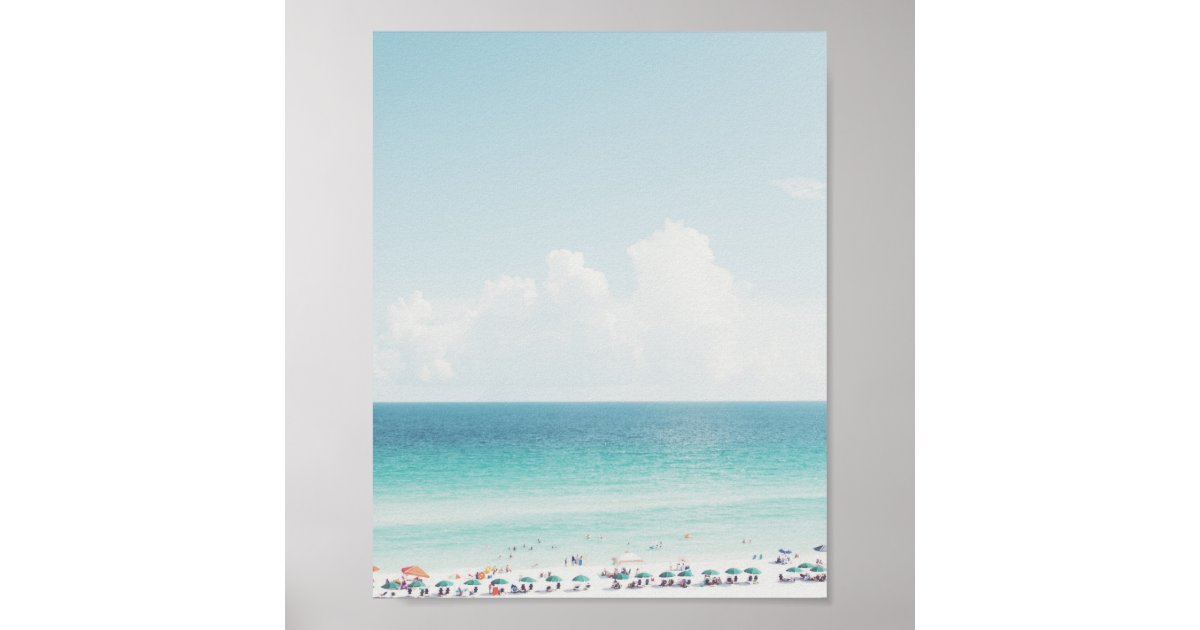 Beautiful Beach Photography Cool Blue Ocean Skies Poster | Zazzle