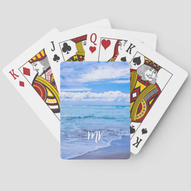 Beautiful Beach Scene Blue Sky Customized Poker Cards | Zazzle