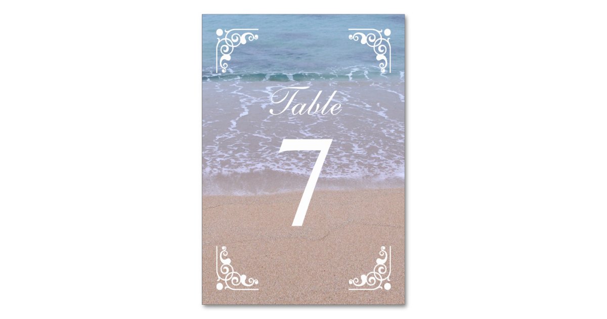 Beautiful Beach Theme Table Numbers Two-sided | Zazzle