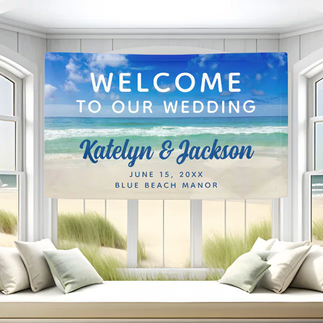 Beautiful Beach Welcome to our Wedding Ocean Banner | Zazzle