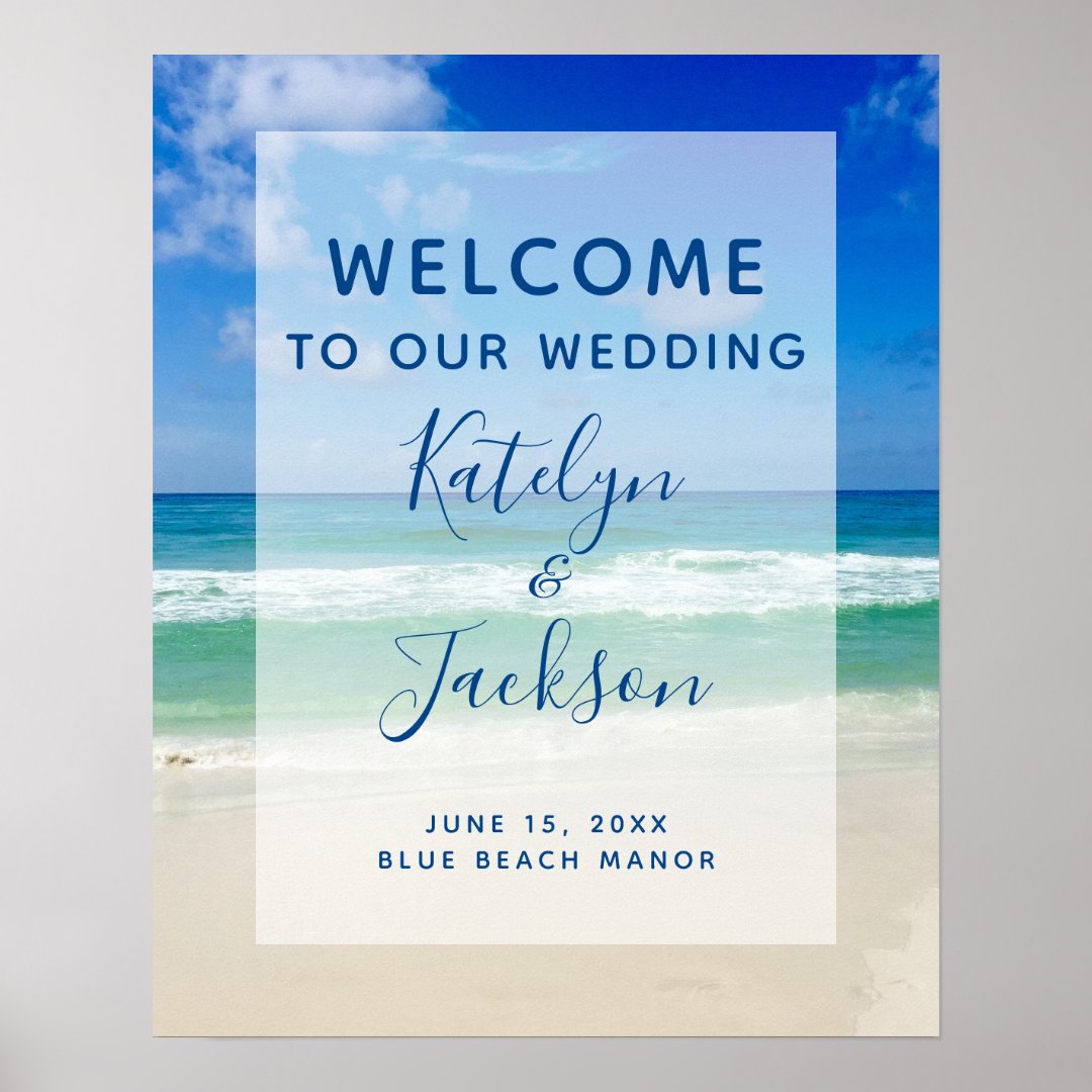 Beautiful Beach Welcome to our Wedding Poster | Zazzle