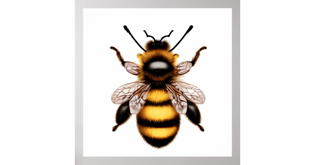 Beautiful Bee Portrait Poster | Zazzle