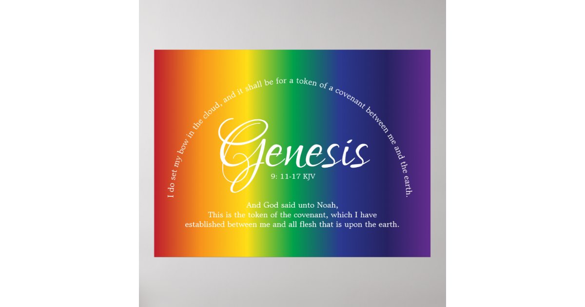 Beautiful Bible Quote Rainbow Stripes Poster | Zazzle