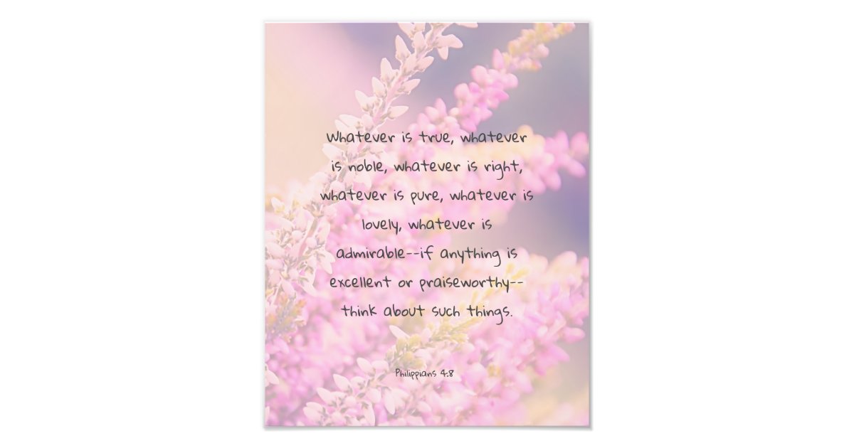 Beautiful Bible Verse Quote with Pink Flowers Photo Print | Zazzle