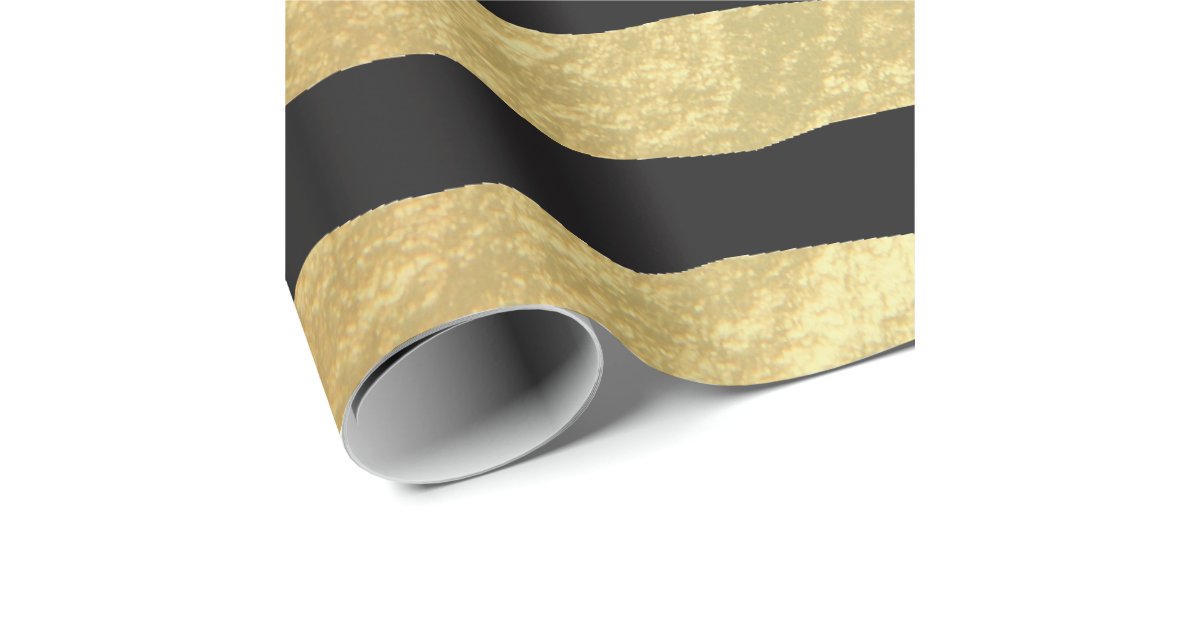 Beautiful Black and Gold Foil Stripes Wrapping Paper | Zazzle.com