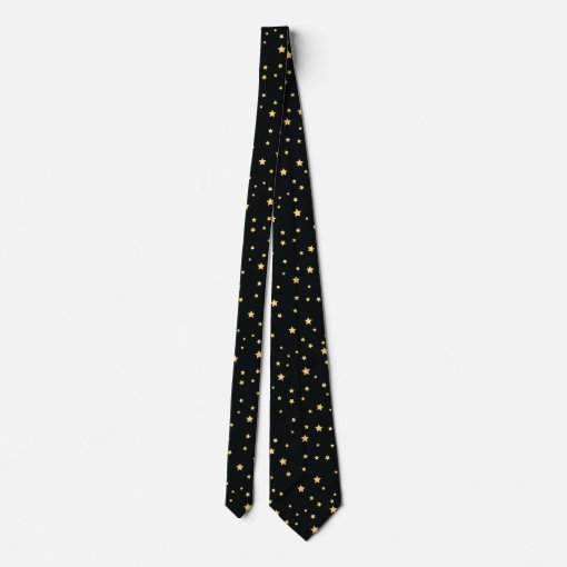 Beautiful Black and Gold Starry Sky Star Pattern Neck Tie | Zazzle