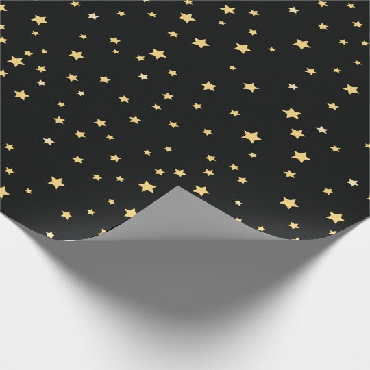 Beautiful Black and Gold Starry Sky Star Pattern Wrapping Paper ...
